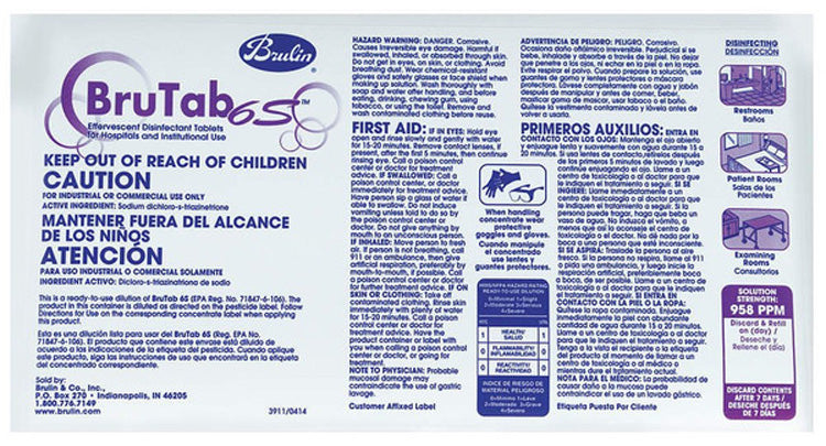 BruTab 6s Effervescent Disinfectant Sanitizer Tablet, Single Tab ...